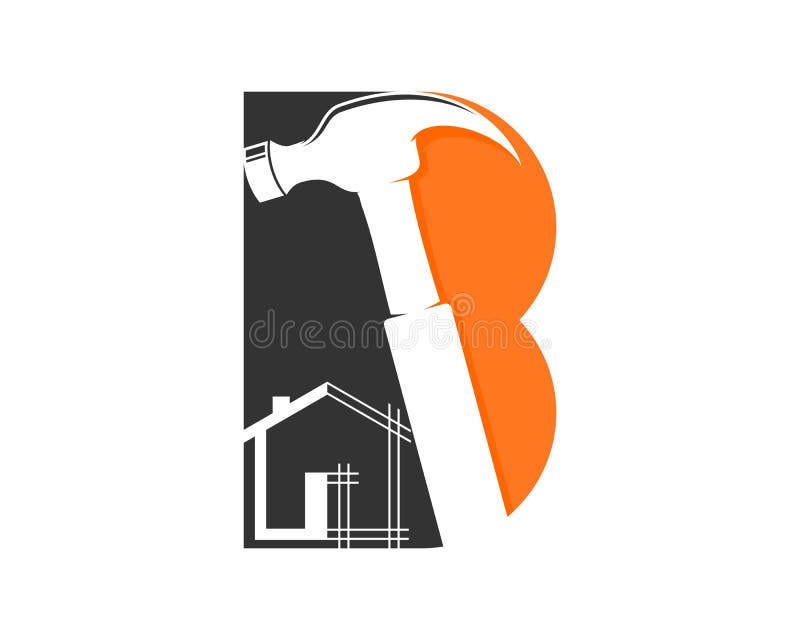 B Letter Building with Hammer Inside Stock Illustration - Illustration ...