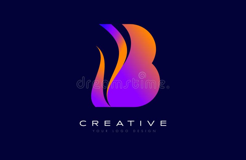 B Letter Design with Creative Cut and Curved Shapes. B Icon Logo Vector ...