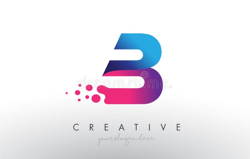 B Letter Design with Creative Dots Bubble Circles and Blue Pink Colors ...