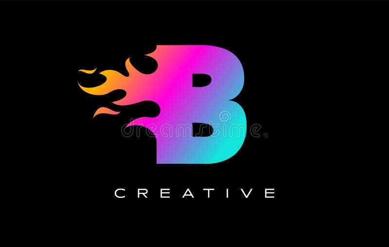 B Letter Flame Logo Design. Fire Logo Lettering Concept Stock Vector ...