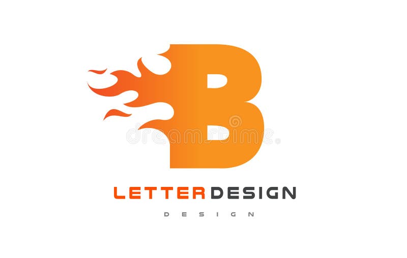 B Letter Flame Logo Design Fire Logo Lettering Concept Stock ...