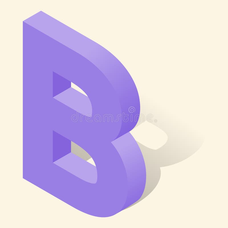 B Letter in Isometric 3d Style with Shadow Stock Vector - Illustration ...