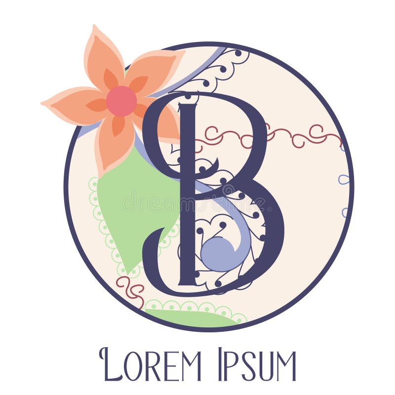 B Letter Vintage Monogram on White Background Stock Vector ...