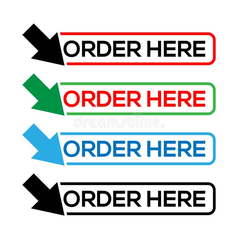 Order Here Vector for Icon, Button, Label, Etc. Stock Vector ...