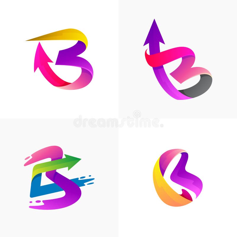 B Logo and Arrow Design Template, Letter B Stock Vector - Illustration ...