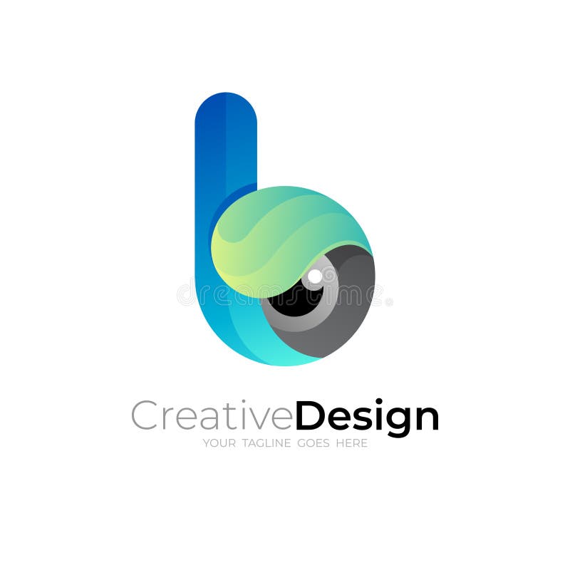 B Logo and Eye Design Combination, 3d Colorful Logos, Letter B Stock ...