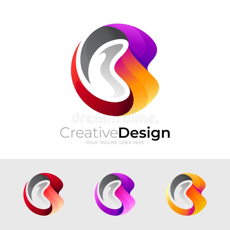 B Logo and Modern Style Design Vector, 3d Colorful Stock Vector ...