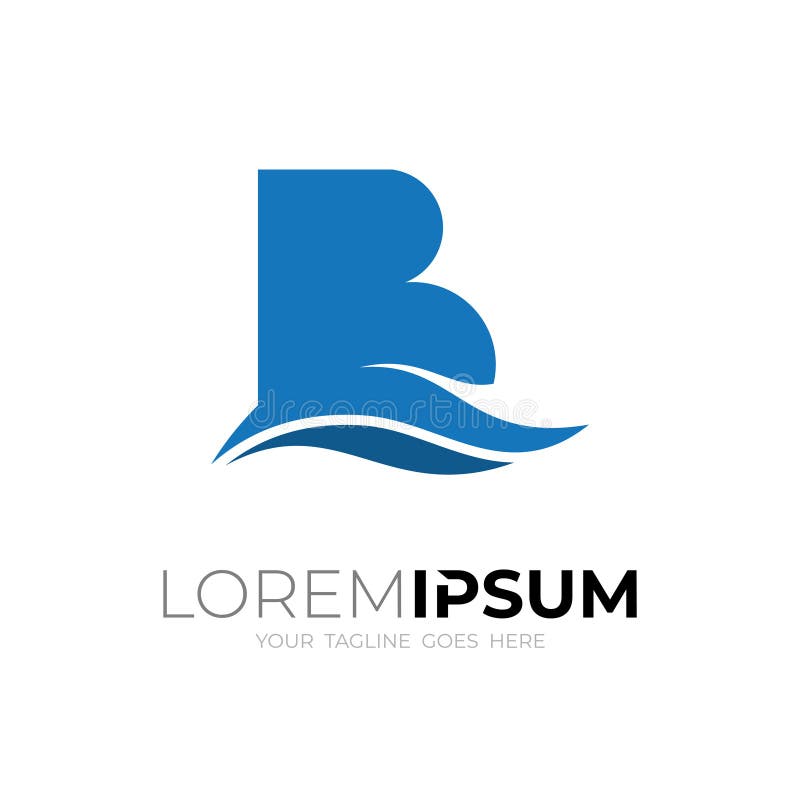 B Logo and Wave Design Illustration, Blue Color Stock Vector ...