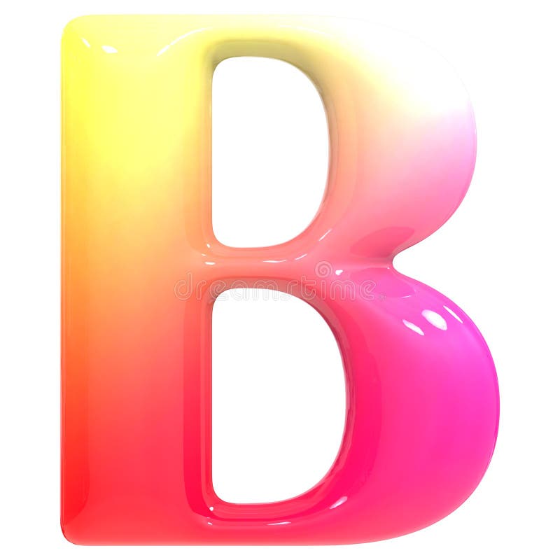 B Number Gradient 3D with White Background Stock Illustration ...