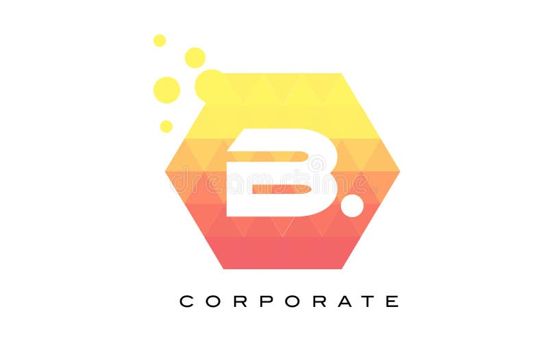B Orange Hexagon Shaped Letter Logo with Bubbles. Stock Illustration ...