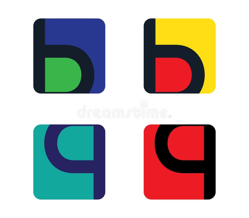 B and Q Icon Set stock vector. Illustration of alphabet - 82254301