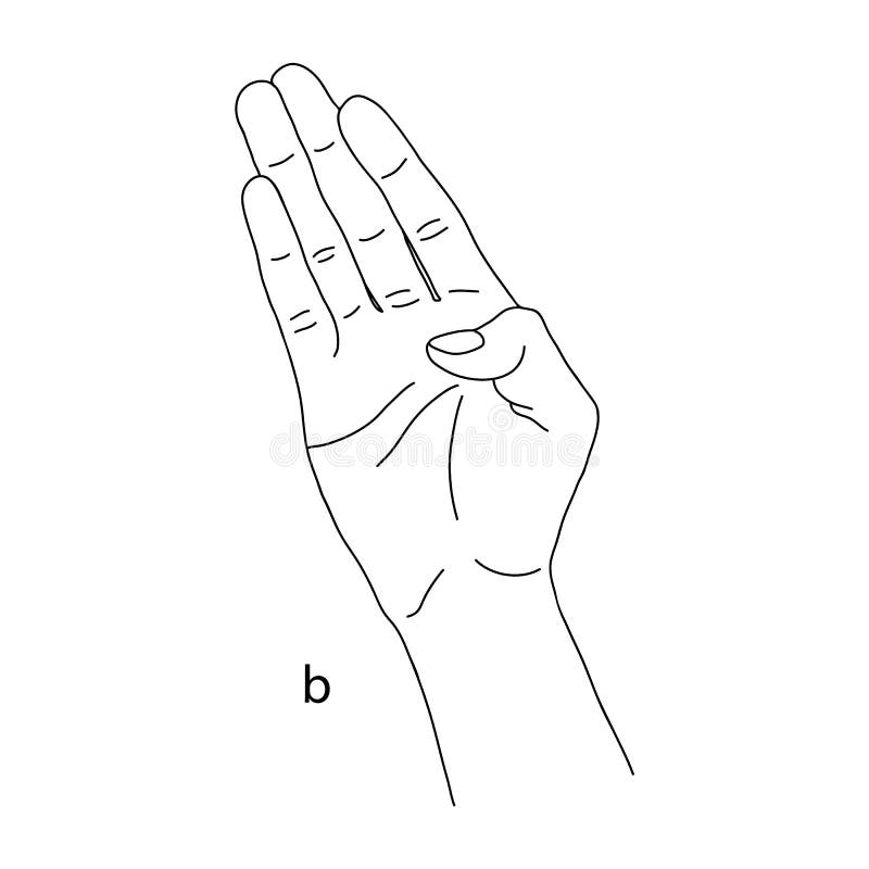 B is the Second Letter of the Alphabet in Sign Language. Vector ...