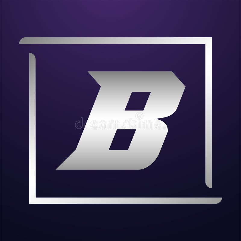 B Silver Letter Logo Design with Simple Style Stock Vector ...