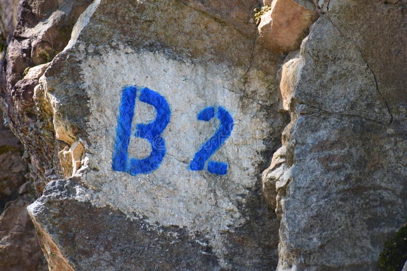 B 2 - Sprayed Symbol stock photo. Image of blue, rock - 281373354