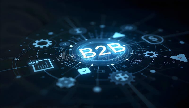 B2B Technology Concept with Digital Interface Icons Stock Illustration ...