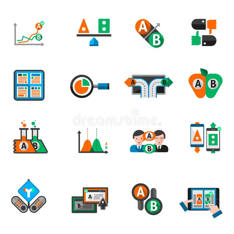 A-b Testing Icons Set stock vector. Illustration of collection - 55985907