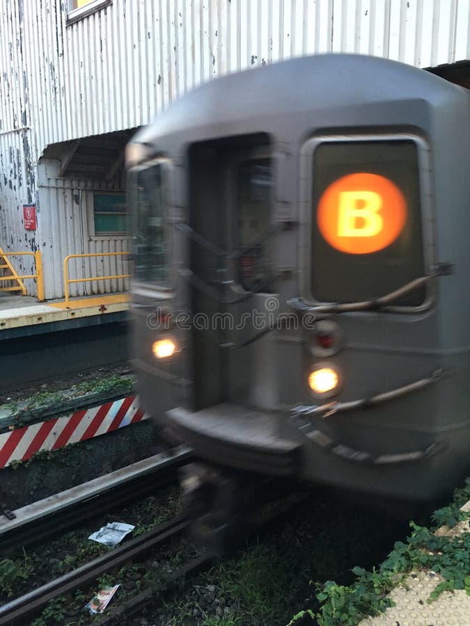 B Train Leaving Brighton Beach Subway Station Stock Photo - Image of ...