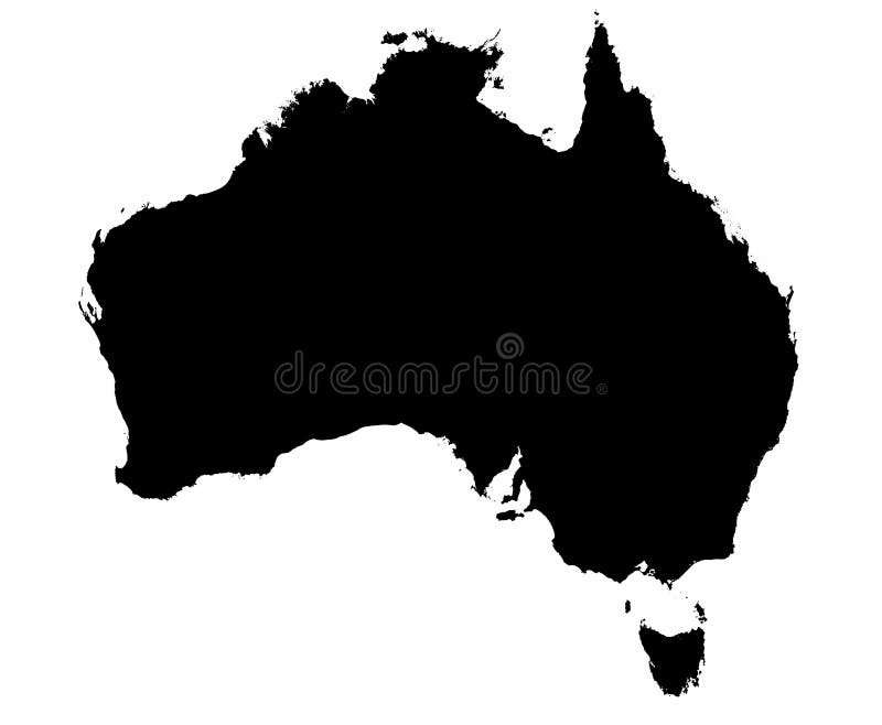 B/w map of Australia stock illustration. Illustration of outline - 2231881