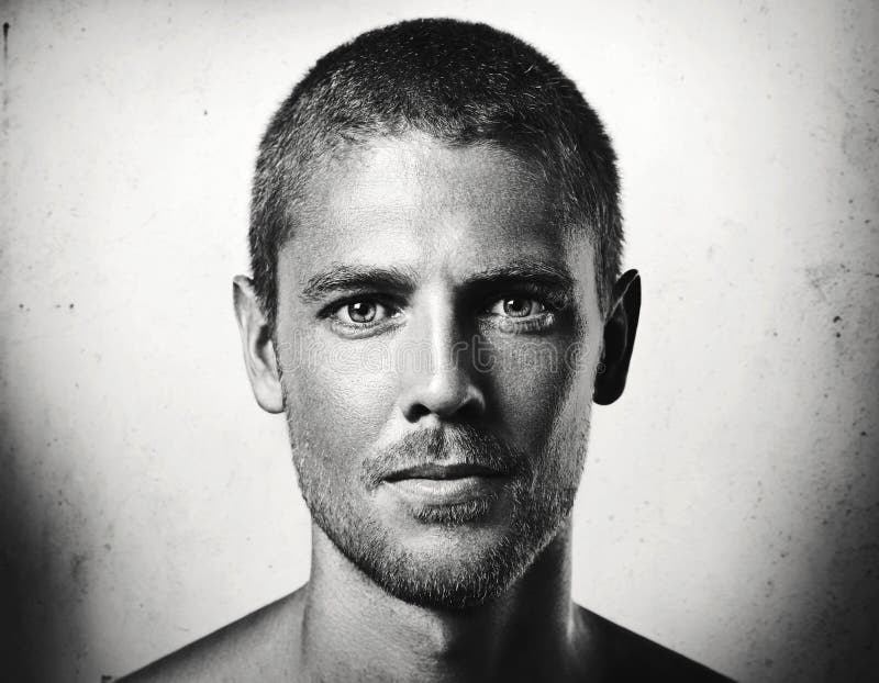 B/w Portrait of a Handsome Man Stock Image - Image of confident, casual ...