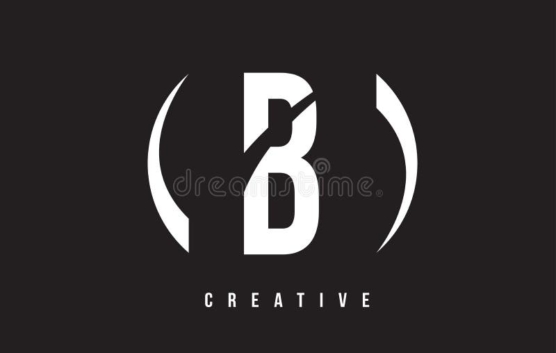 B White Letter Logo Design with Black Background. Stock Vector ...
