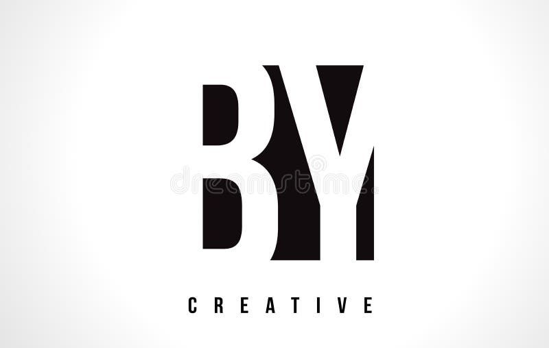 By B Y White Letter Logo Design with Black Square. Stock Vector ...