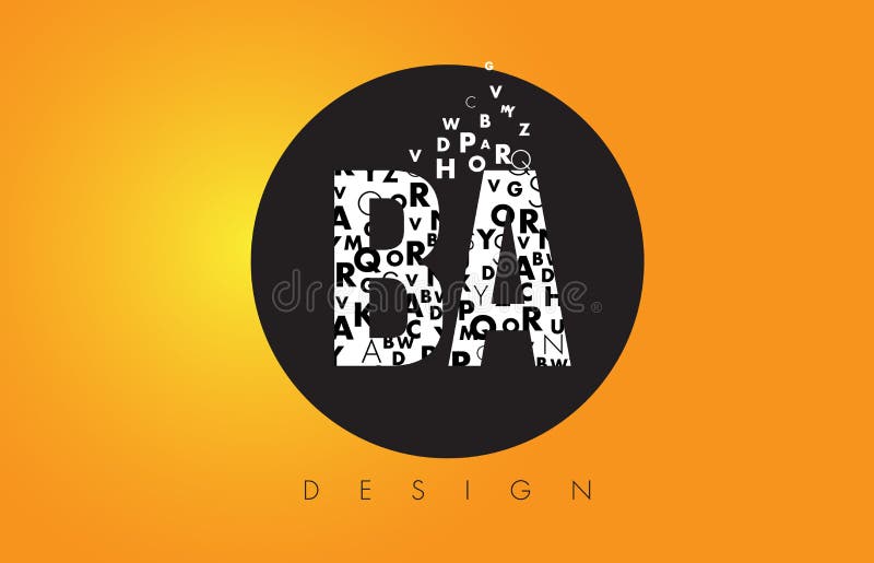BA B a Logo Made of Small Letters with Black Circle and Yellow B Stock ...