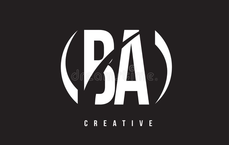 BA B a White Letter Logo Design with Black Background. Stock Vector ...