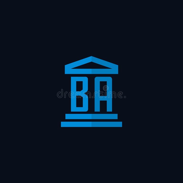 BA Initial Logo Monogram with Simple Courthouse Building Icon Design ...
