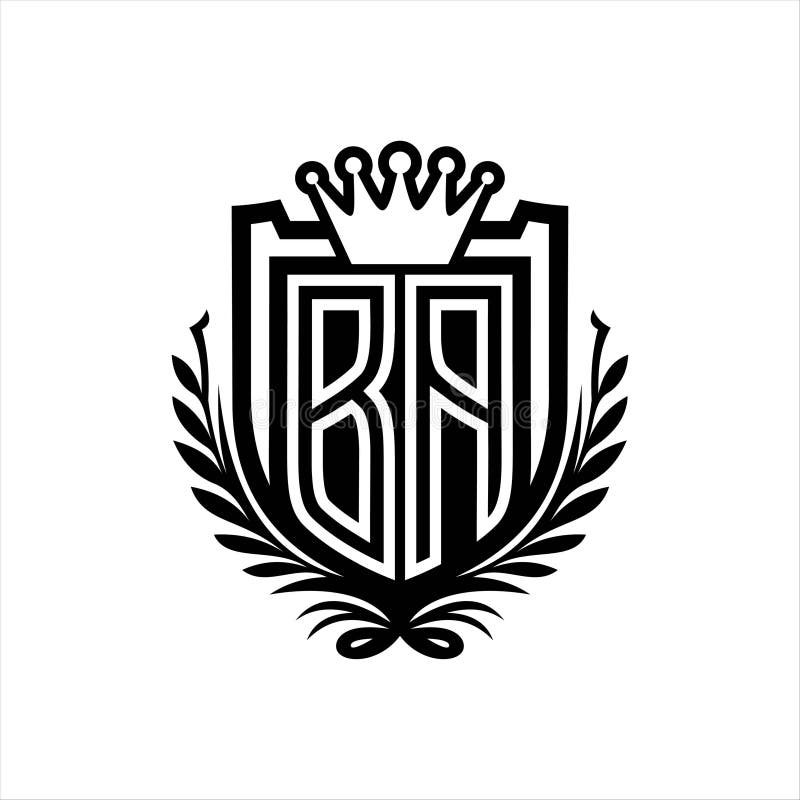 BA Logo Heraldic Shield Shape with Crown, Vintage Crest on White ...