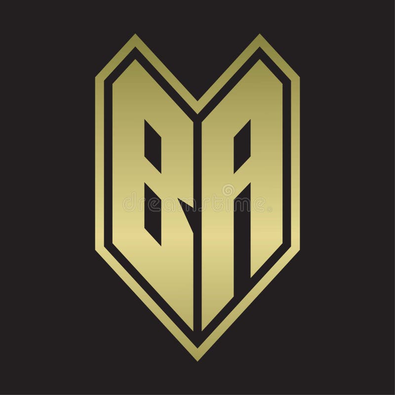BA Logo Monogram with Emblem Line Style Isolated on Gold Colors Stock ...