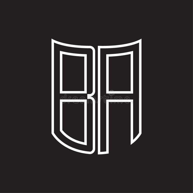 BA Logo Monogram with Ribbon Style Outline Design Template Stock Vector ...