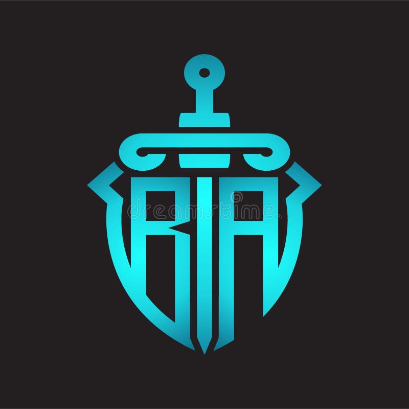 BA Logo Monogram with Sword and Shield Combination Isolated Blue Colors ...