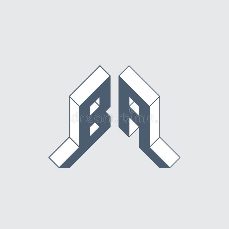 BA - Monogram or Logotype. Isometric 3d Font for Design. Volume ...