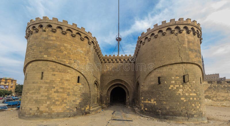 Bab Al Azad Gate of the Citadel in Cairo, Egy Stock Image - Image of ...