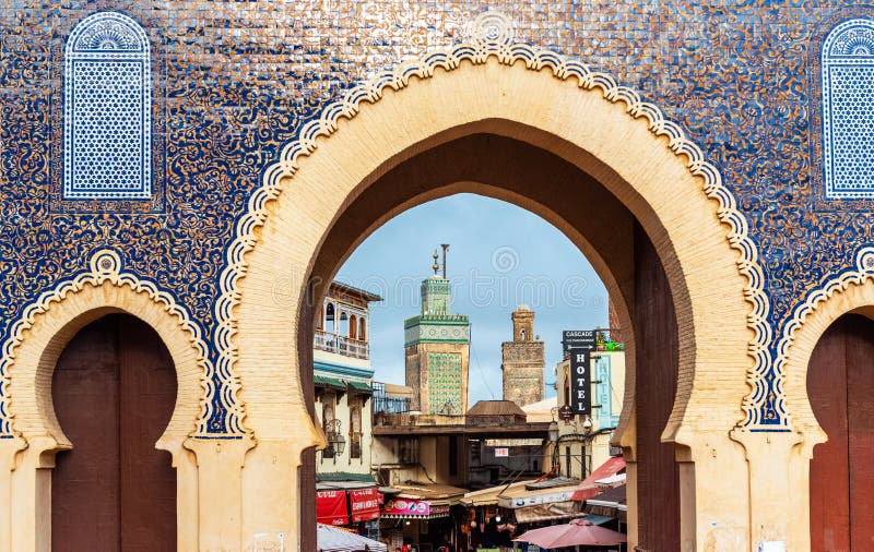 Bab Bou Jeloud Gate the Blue Gate, Fez, Morocco Stock Photo - Image of ...