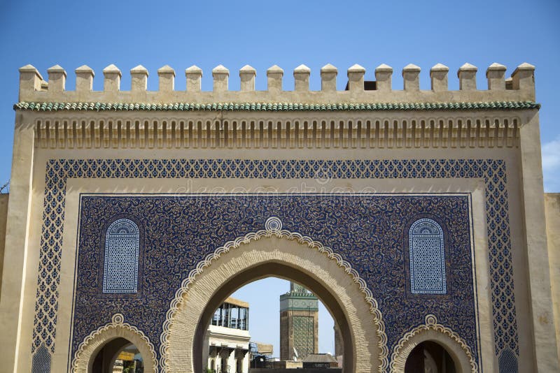 Bab Bou Jeloud Gate (Blue Gate) in Fez, Morocco Stock Photo - Image of ...