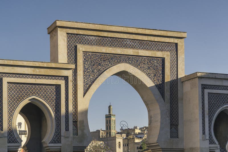 Bab Bou Jeloud Gate the Blue Gate Located at Fes, Morocco Stock Image ...