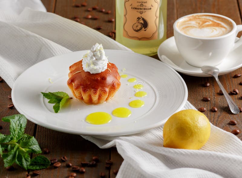 Baba based on Limoncello stock image. Image of golden - 55140111