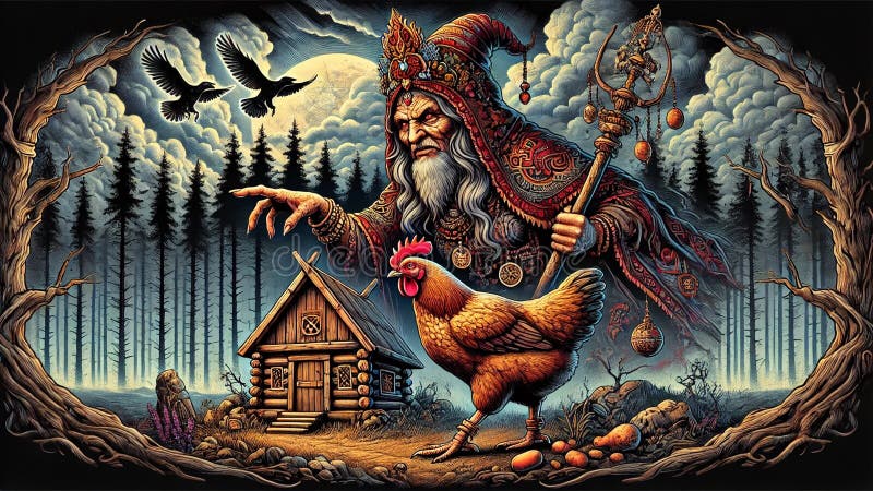 Baba Yaga Enigmatic Witch In Mystical Forest Setting Stock Illustration Illustration Of Witch