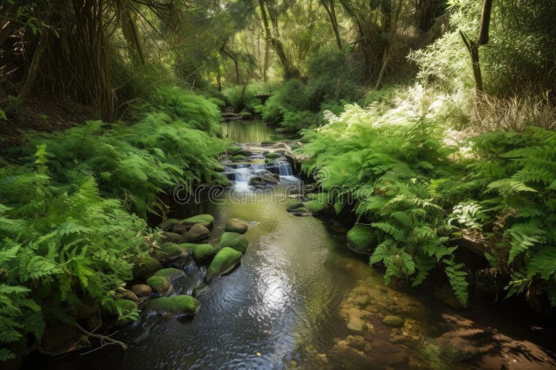A Babbling Brook with Clear and Refreshing Water, Surrounded by Lush ...