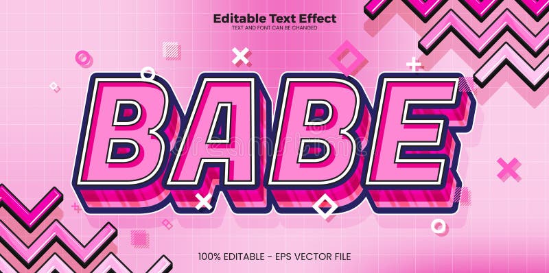 Babe Editable Text Effect in Modern Trend Style Stock Vector - Illustration of text, font: 337431812