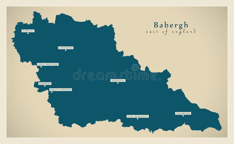 Babergh District Map - England UK Stock Vector - Illustration of ...
