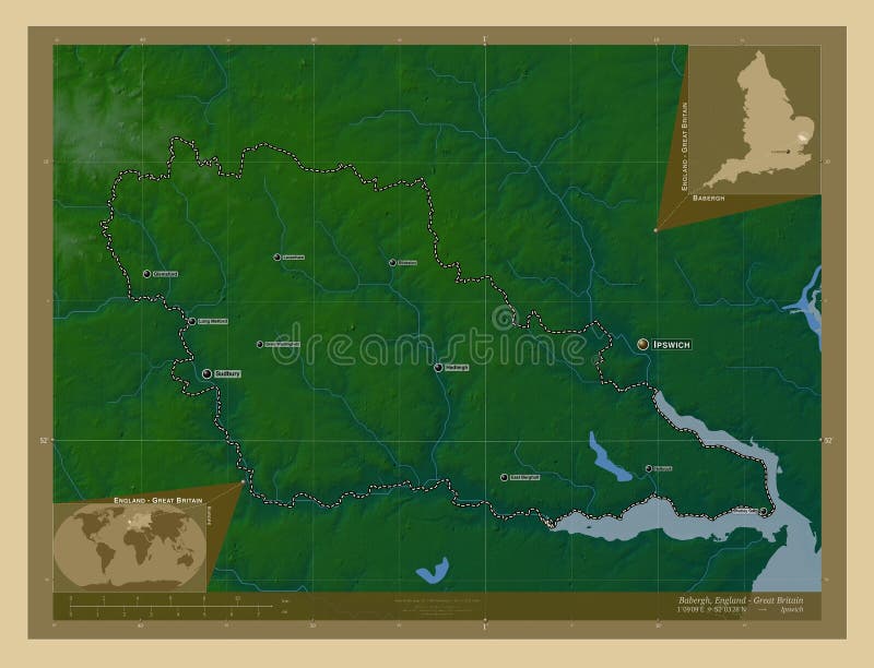 Babergh, England - Great Britain. Physical. Labelled Points of C Stock ...