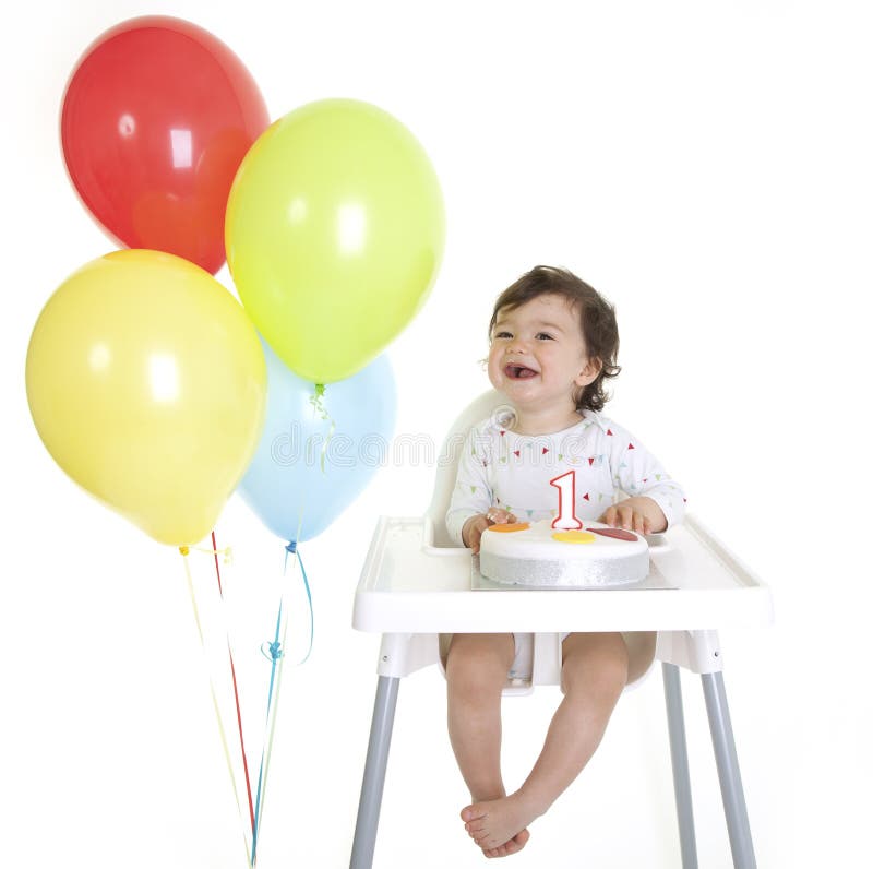 Babies 1st Birthday stock image. Image of highchair, ceremony - 25522175