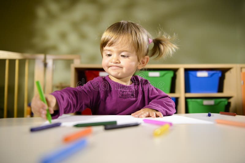 Babies and Fun, Child Drawing at School Stock Photo - Image of little ...