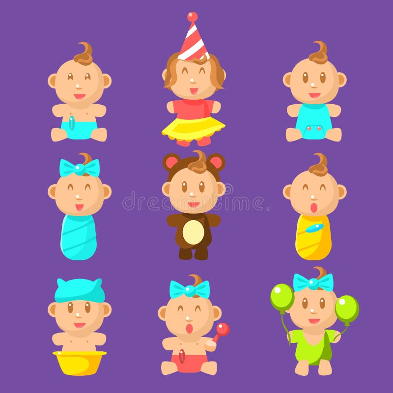 Babies an Toddles Sticker Set Stock Vector - Illustration of pajama ...