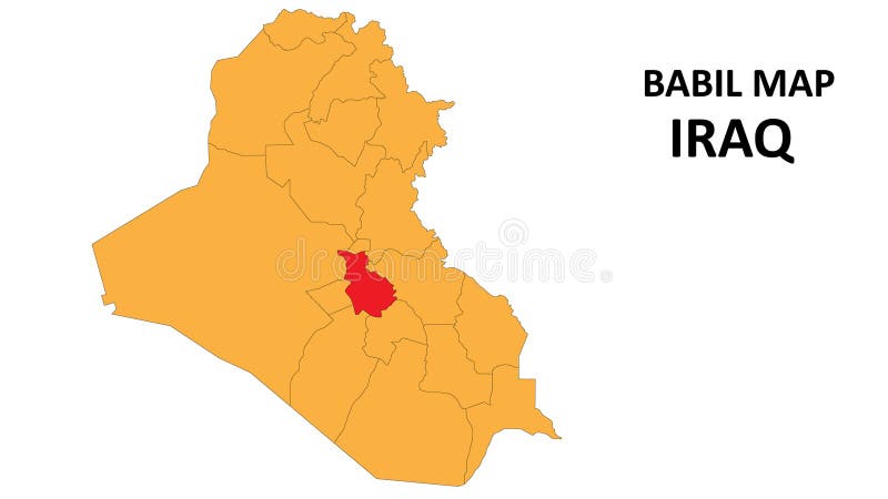 Babil Map is Highlighted on the Iraq Map with Detailed State and Region ...
