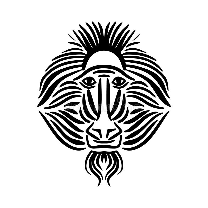 Baboon Face Line Drawing Vector Illustration Stock Vector ...