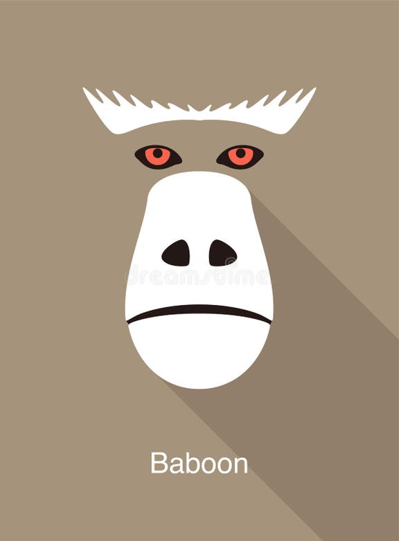 Baboon Face Flat Icon Design Vector Illustration Stock Vector ...