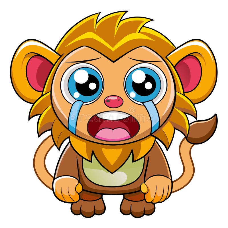 Baboon Monkey Cries Vector Kawaii Stock Vector - Illustration of sign ...